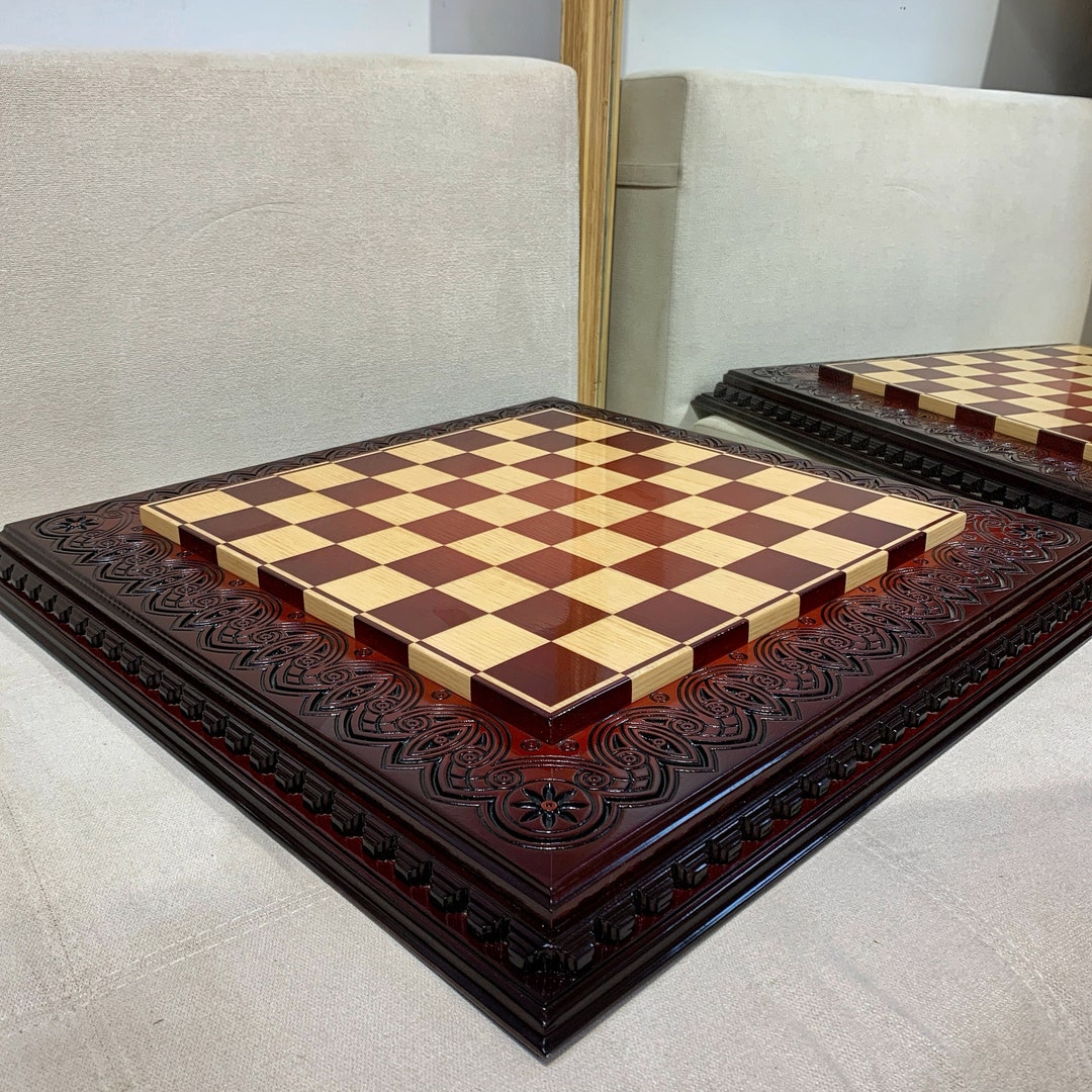 Wooden Chess Board "waves of Aspiration" Super Gloss, Colors "mahogany ...