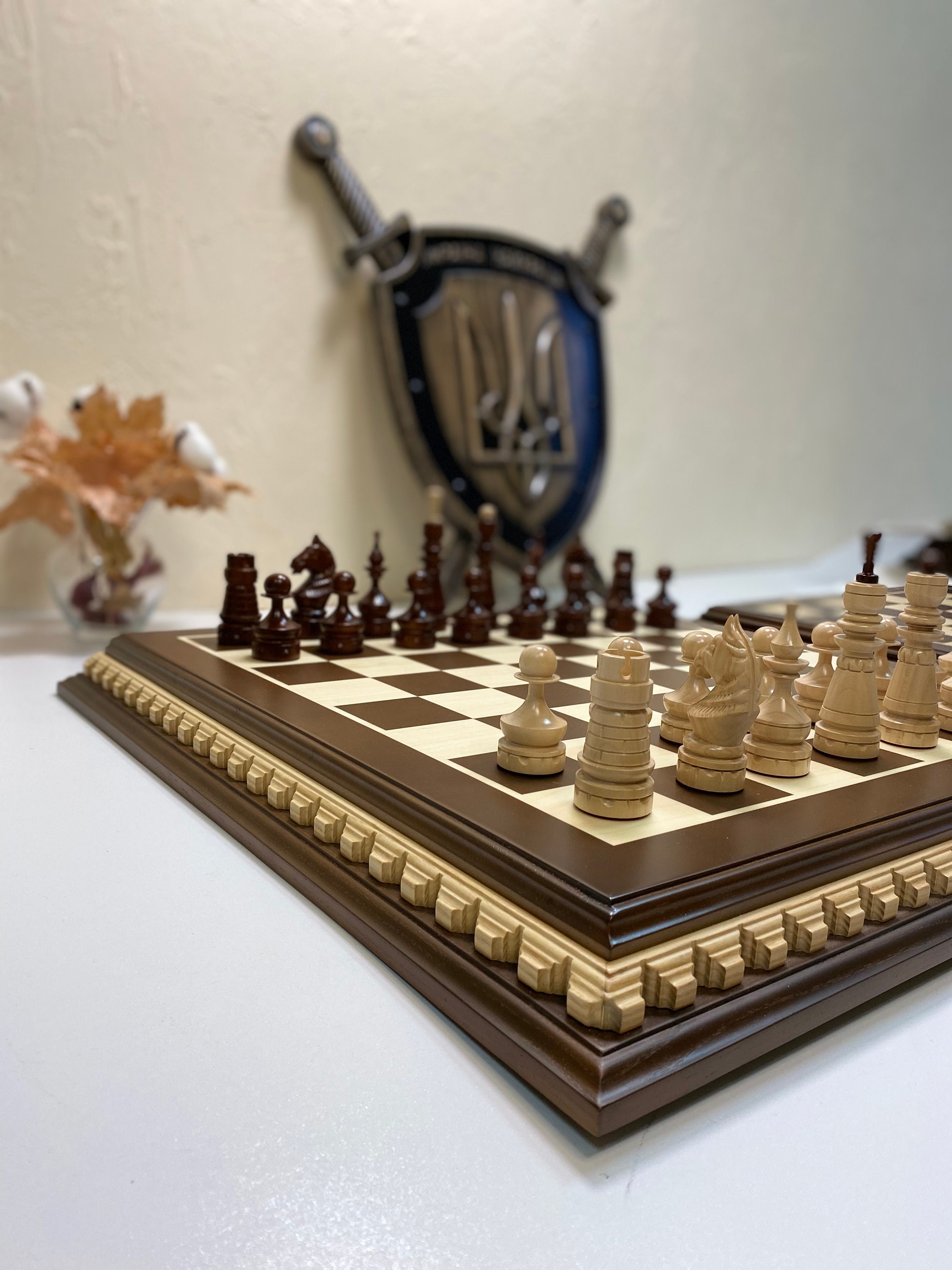 Wooden Classical Chess Board With Pieces Classic Lux Solid - Etsy