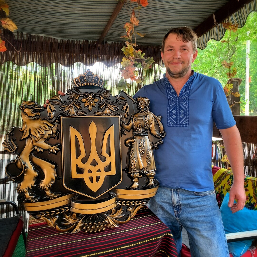 Wooden Wall Decor Coat of Arms of Ukraine - Symbols of Ukraine, LARGE ...