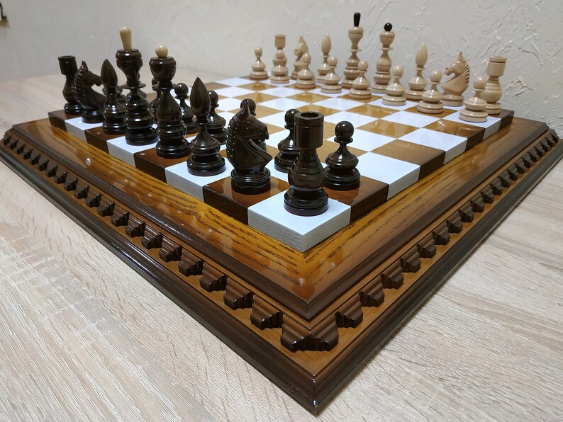 Handmade Ash Wood Chess Set: Maple Chess Pieces, Gloss Varnish - Etsy