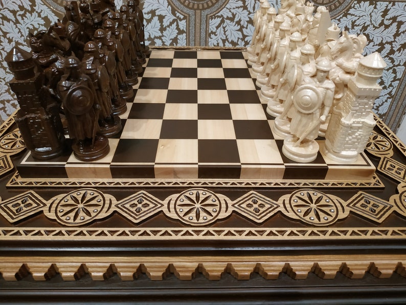 Bright Victory-wooden Table With Stools Chairs Knights Pieces | Etsy