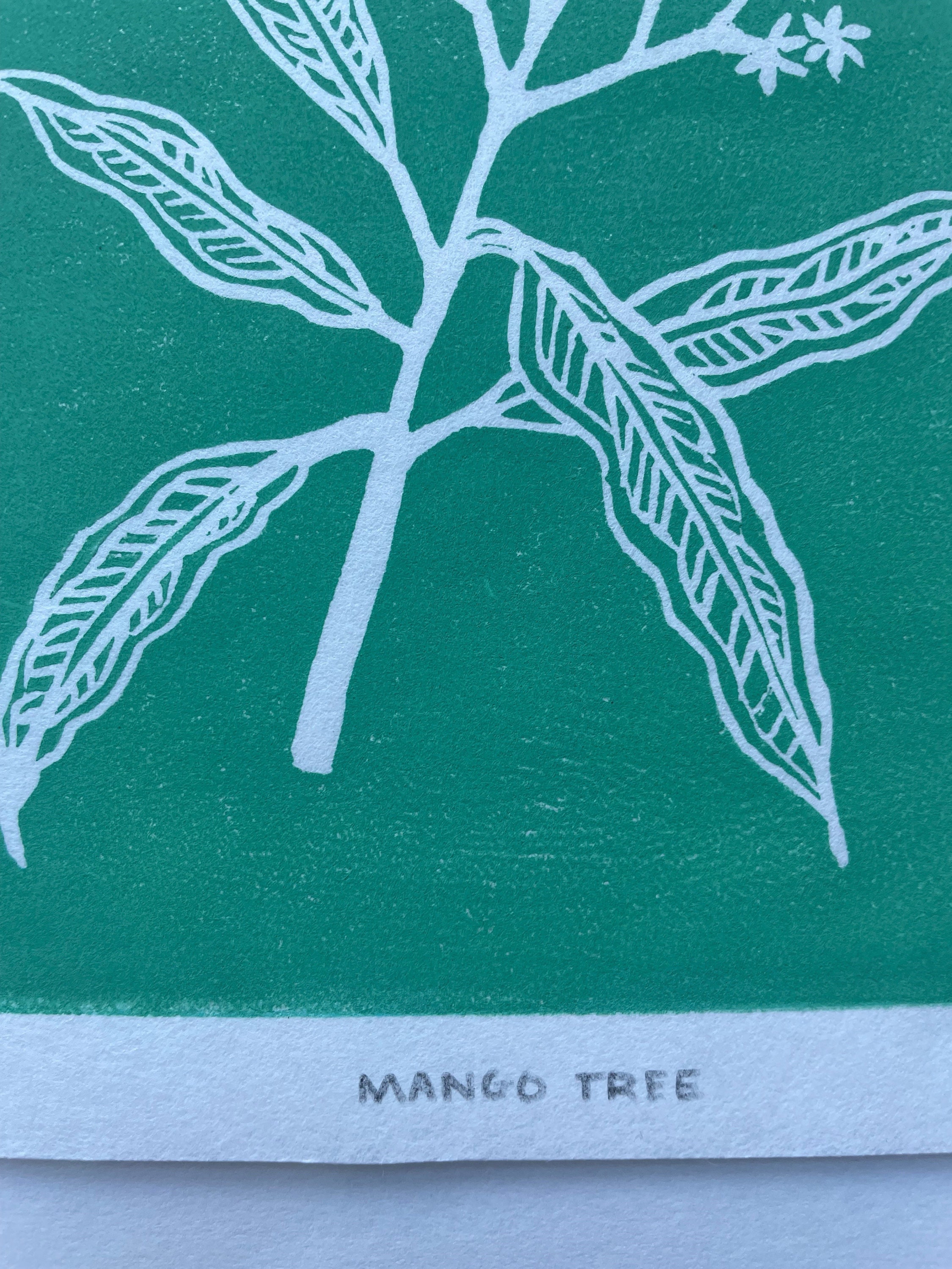 Blockprint, Green Mango Tree Leaves - Etsy