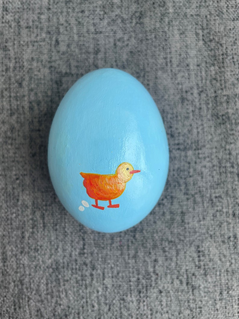Easter Egg, Hand Painted, Ceramic, Blue, Bunny - Etsy