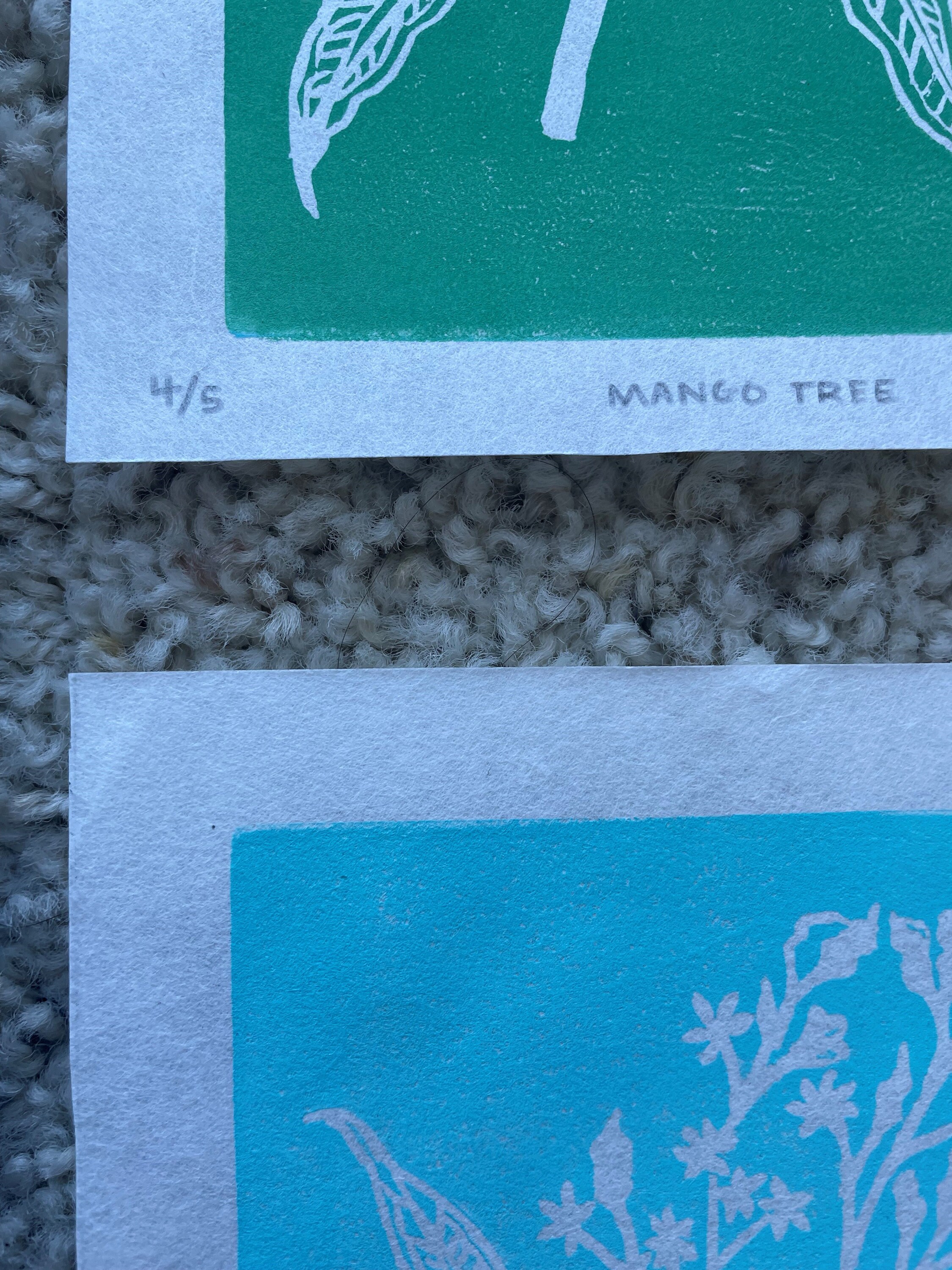 Blockprint, Blue Mango Tree Leaves - Etsy