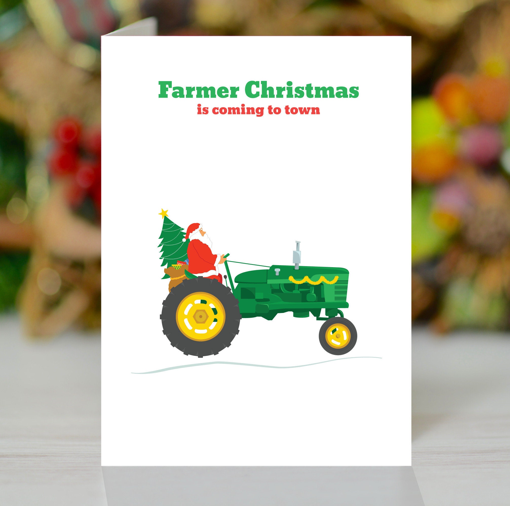 Farmer Christmas is Coming to Town, Tractor Christmas Card, Christmas ...