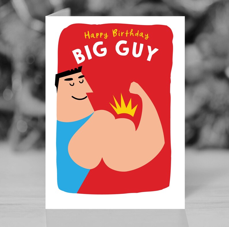 Funny Birthday Card, Big Guy, Strong Man, Muscle Man, Gym Bunny, Keep ...