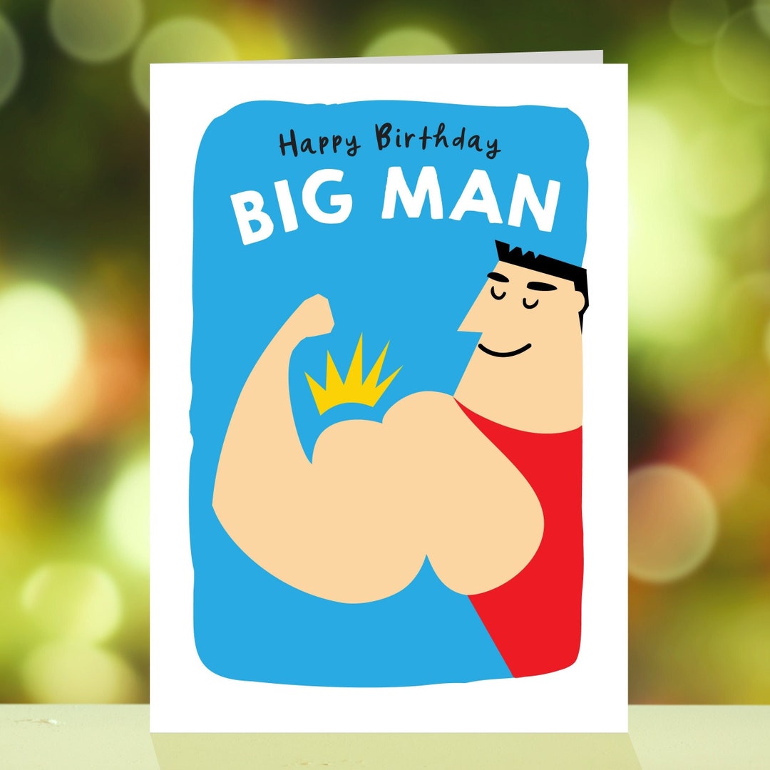 Funny Birthday Card, Big Man, Strong Man, Muscle Man, Gym Bunny, Keep ...