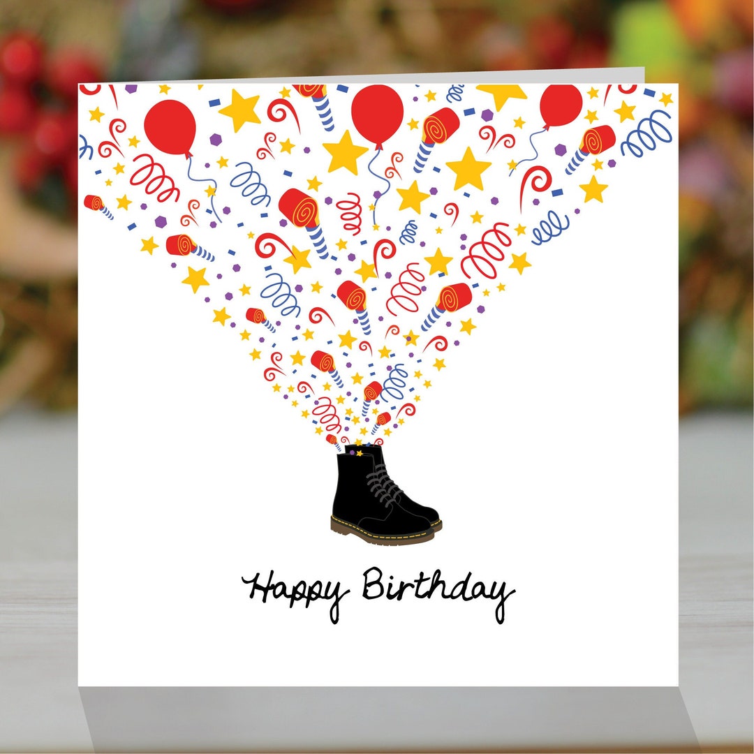 Happy Birthday Dr. Marten Boots Card, Doc Martens Birthday Card, Air ...