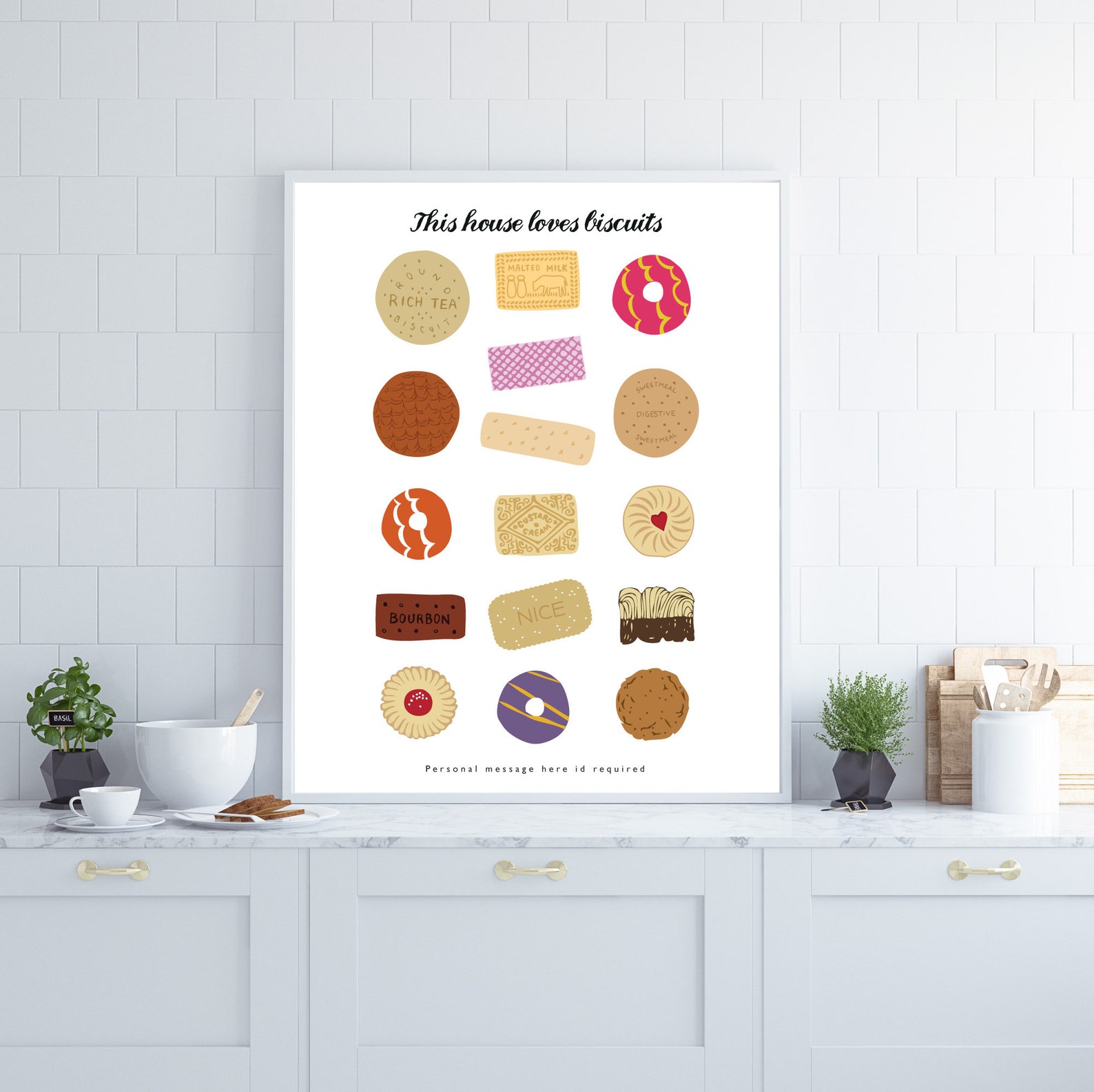 Biscuit Print, This House Loves Biscuits Personalised Print, Biscuit ...