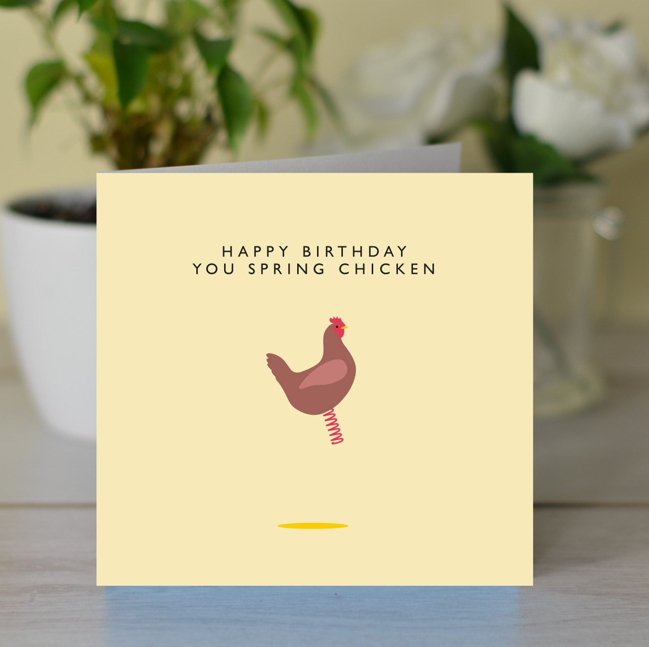 Happy Birthday Spring Chicken Card, Funny Birthday Card, Pun Card ...