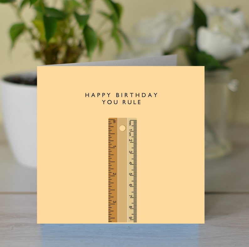 You Rule Happy Birthday Card Pun Card Funny Card Ruler | Etsy