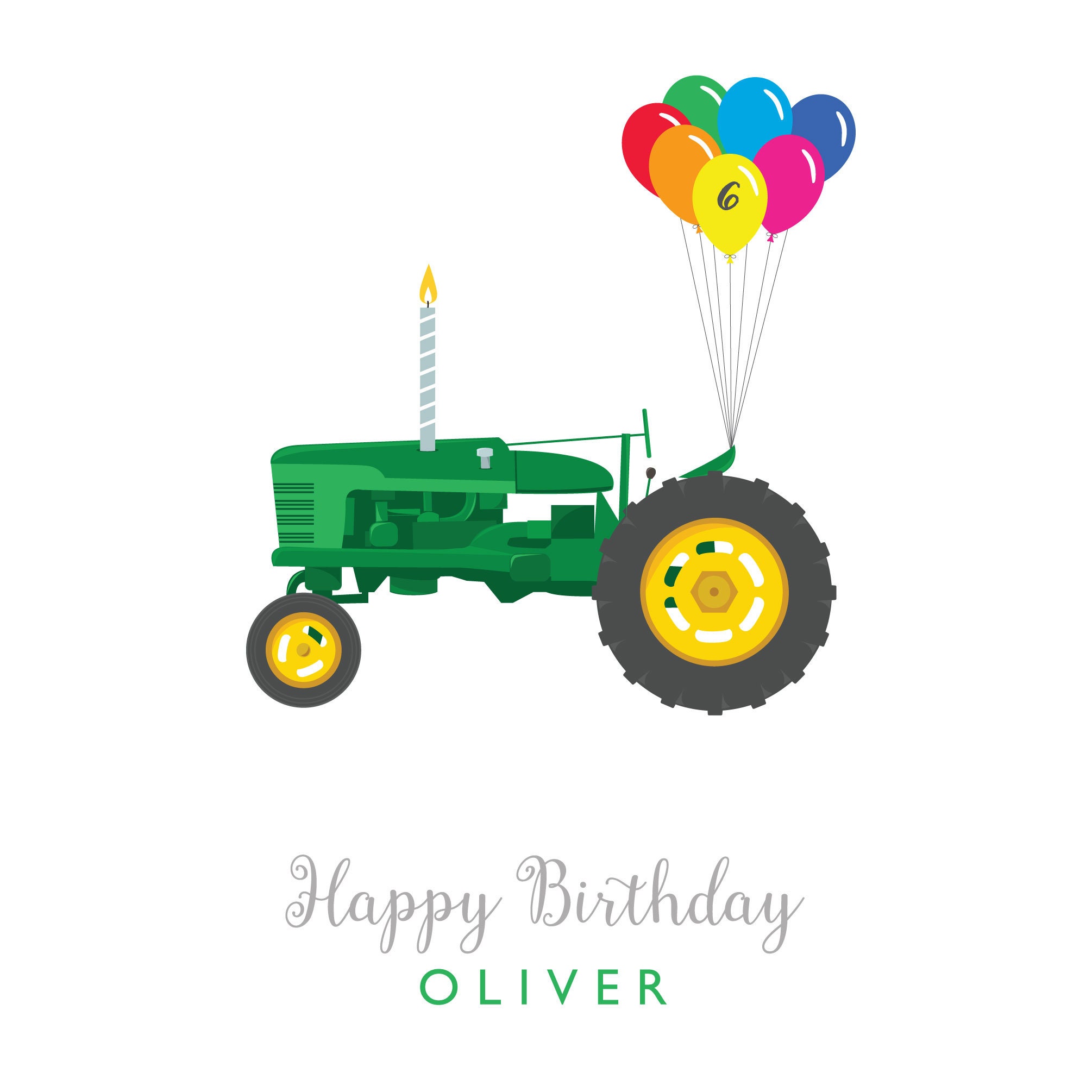 Personalised Tractor Birthday Card, Tractor Birthday Card for Farmer's ...