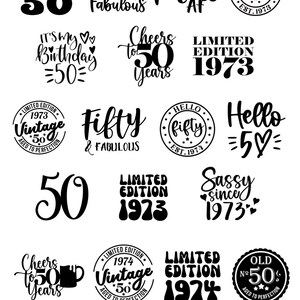 50th Birthday SVG Bundle PNG DXF Eps and Jpeg Included Cricut - Etsy