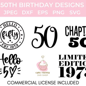 50th Birthday SVG Bundle PNG DXF Eps and Jpeg Included Cricut Cut Files Instant Download - Etsy