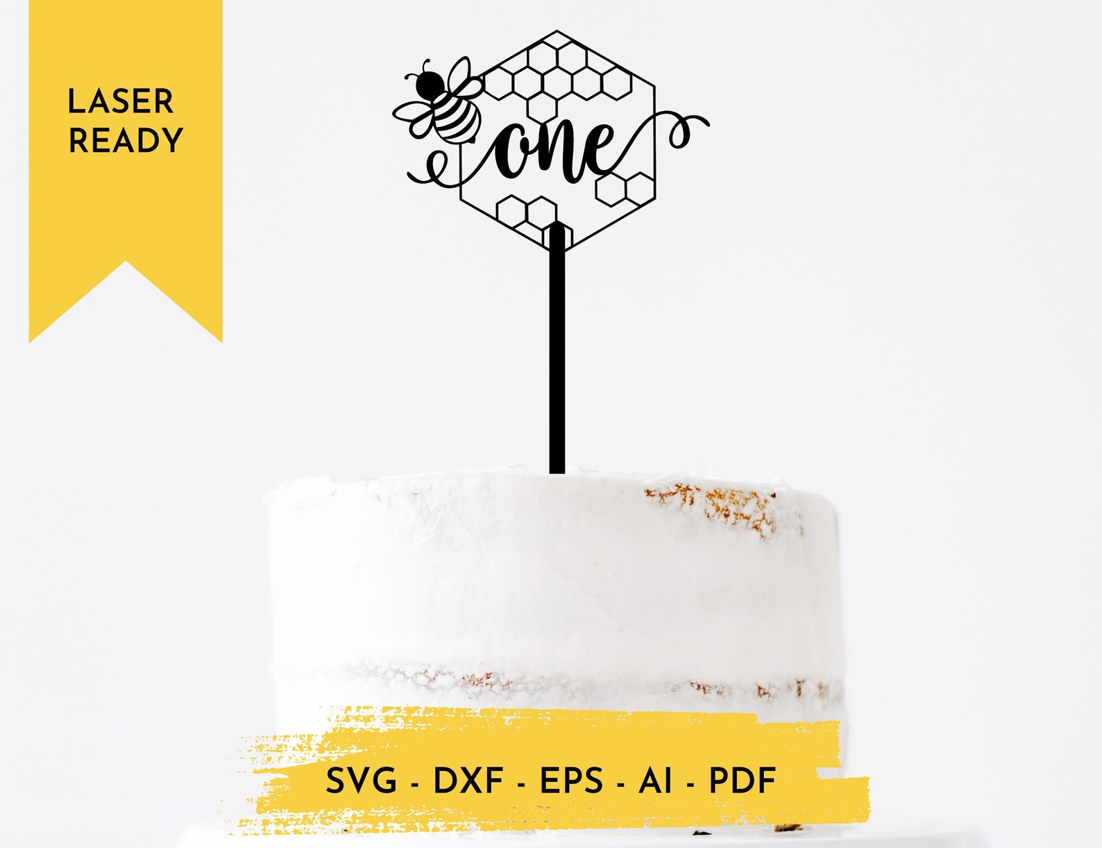 One Bee SVG Laser Cut File Honeycomb Cake Topper SVG 1st - Etsy UK
