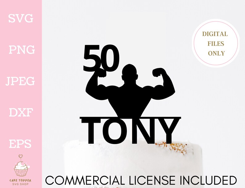 Body Builder Cake Topper SVG Men's Birthday Muscle Man - Etsy