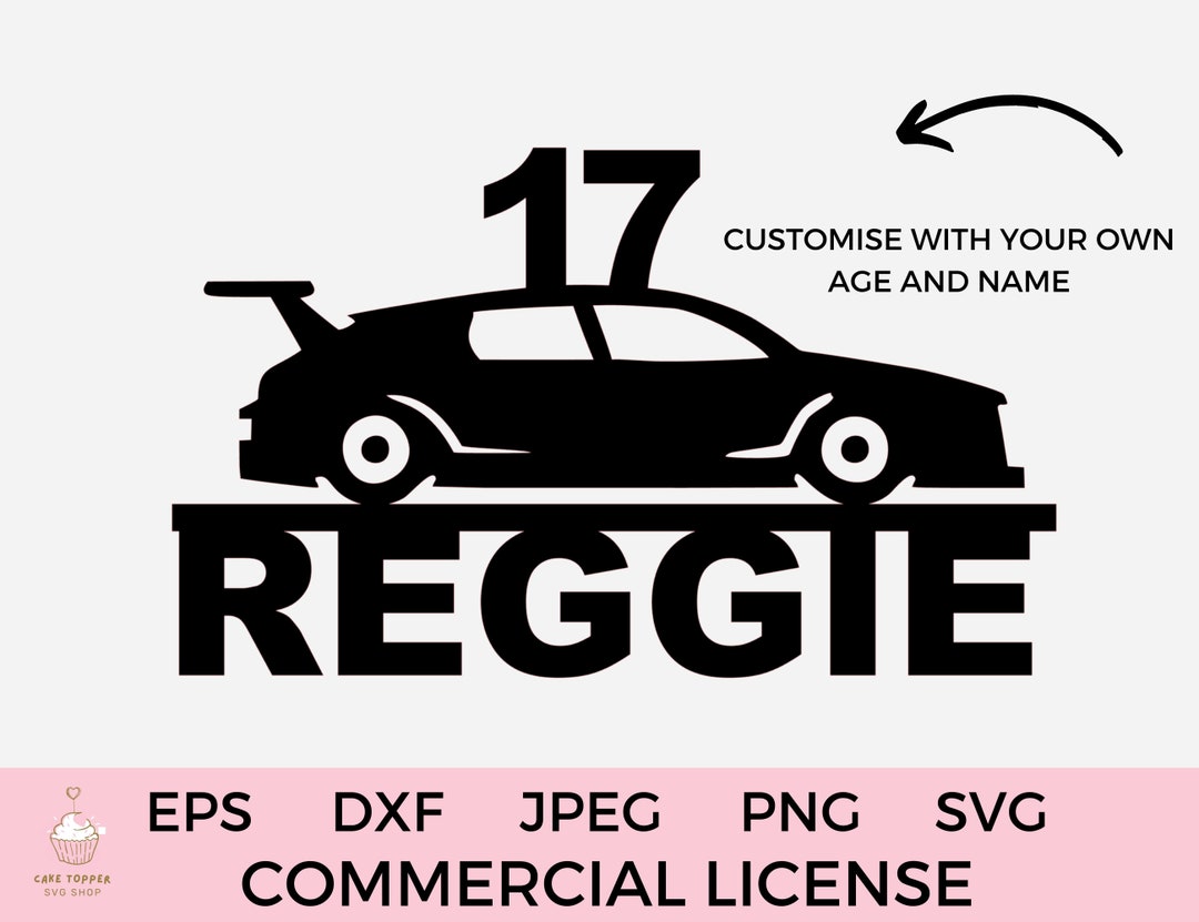 Car Cake Topper SVG Driving Cake Topper SVG Custom Name and Age Men's ...