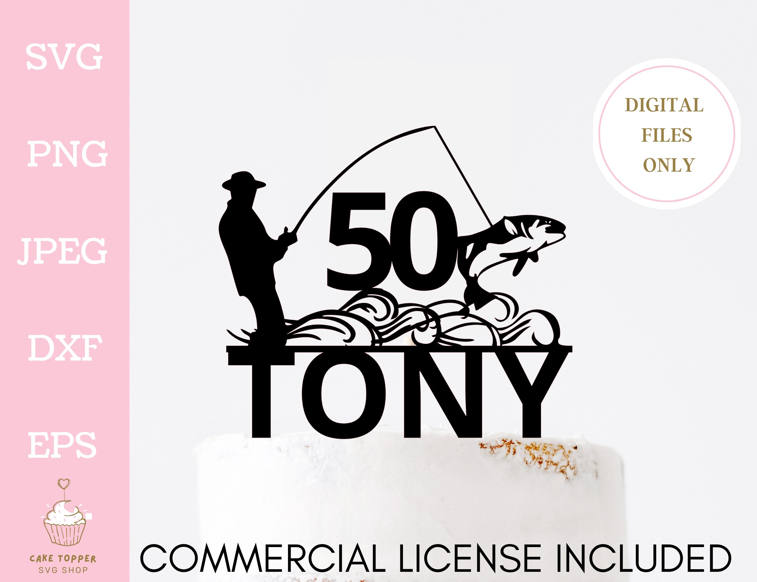 Fishing SVG Men's Birthday Fisherman Cake Topper SVG - Etsy UK