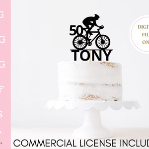 Cycling Cake Topper SVG Cyclist Cake Topper SVG Road Bike Custom Name ...