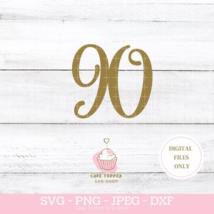 90 SVG 90th Birthday Cake Topper SVG Cupcake SVG | Etsy