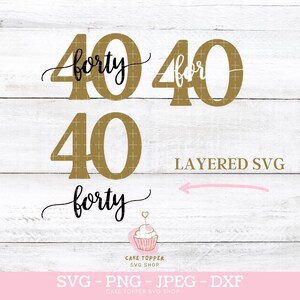 40 SVG 40th Birthday Forty Layered Cake Topper SVG - Etsy