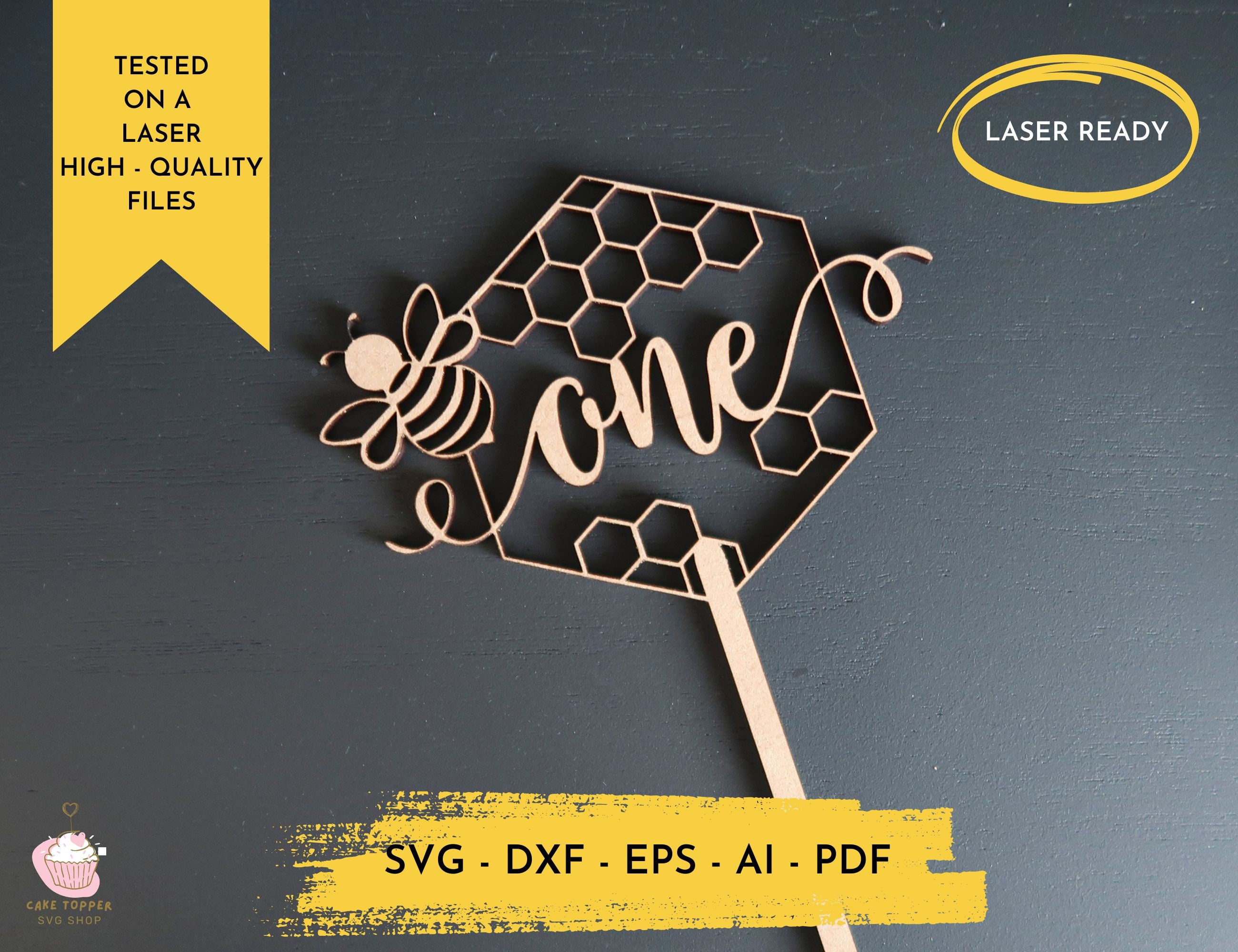 One Bee SVG Laser Cut File Honeycomb Cake Topper SVG 1st - Etsy UK