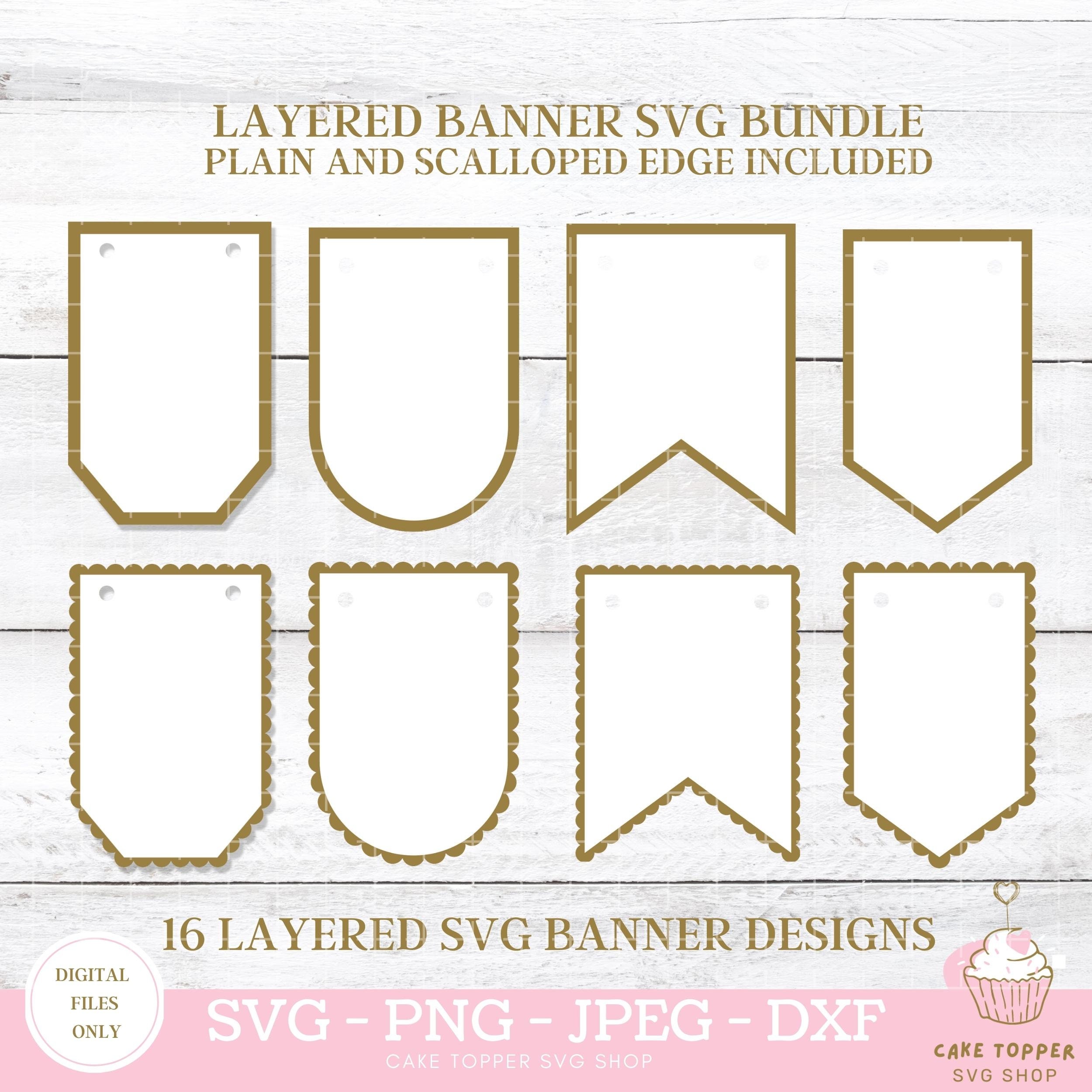 Banner SVG Bundle Bunting SVG Template Layered Bunting | Etsy