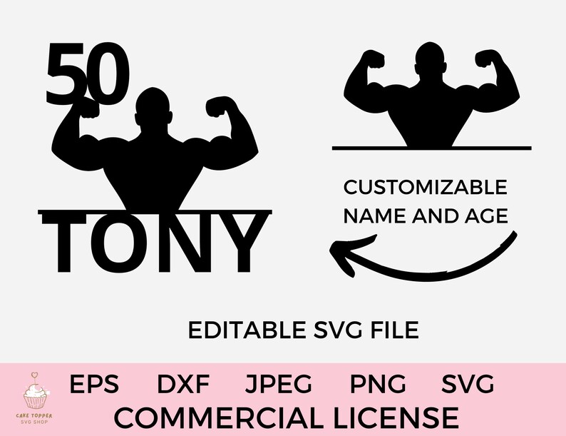 Body Builder Cake Topper SVG Men's Birthday Muscle Man - Etsy UK