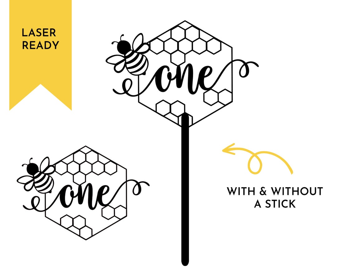 One Bee SVG Laser Cut File Honeycomb Cake Topper SVG 1st - Etsy UK