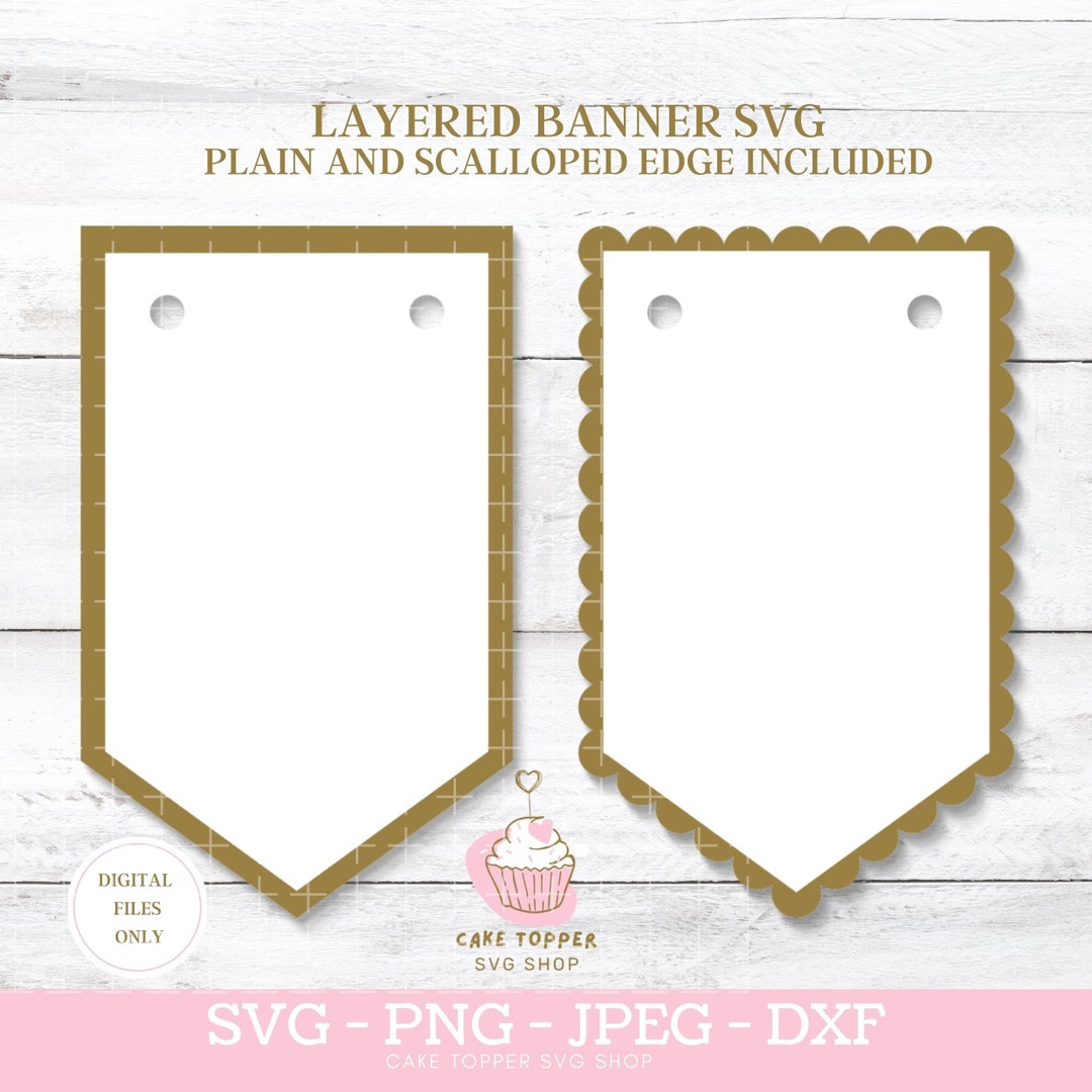 Banner SVG Banner Template Cut File Layered Bunting SVG Plain and ...