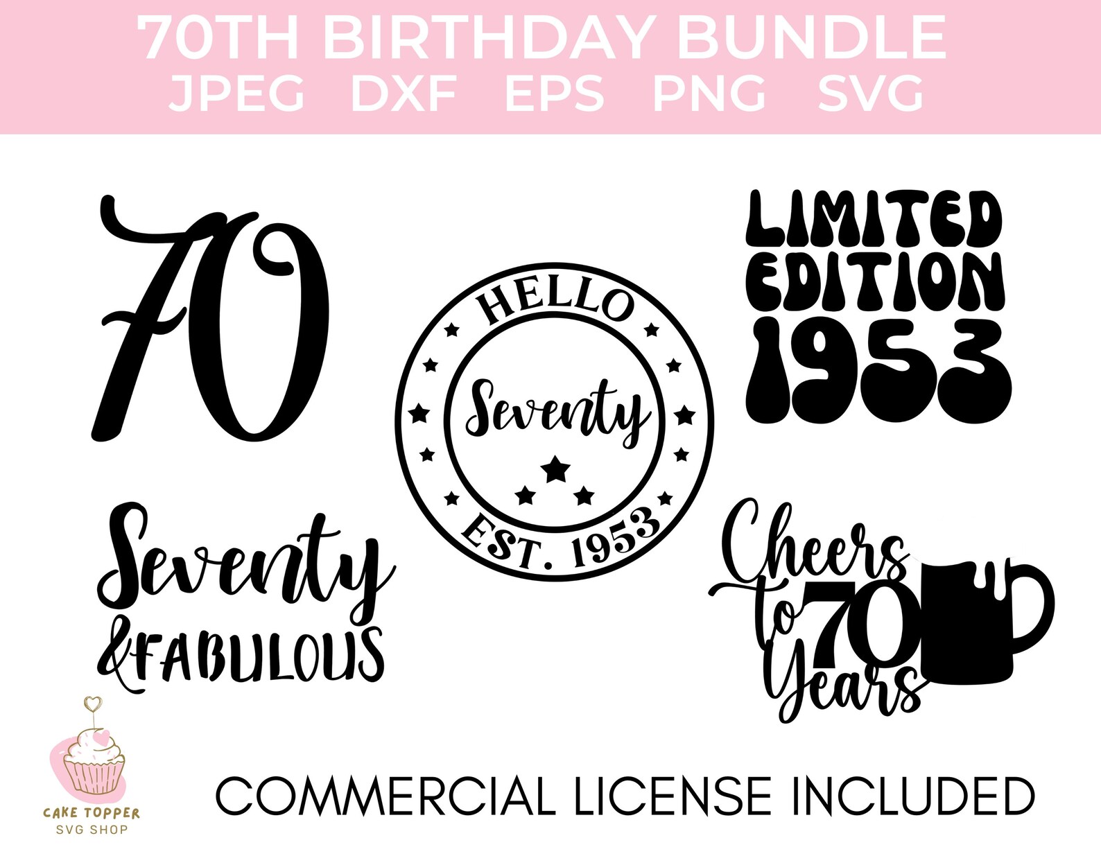 70th Birthday SVG Bundle PNG DXF Eps and Jpeg Included - Etsy UK