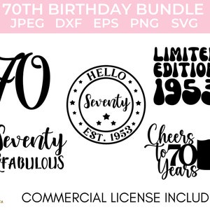 70th Birthday SVG Bundle PNG DXF Eps and Jpeg Included - Etsy UK
