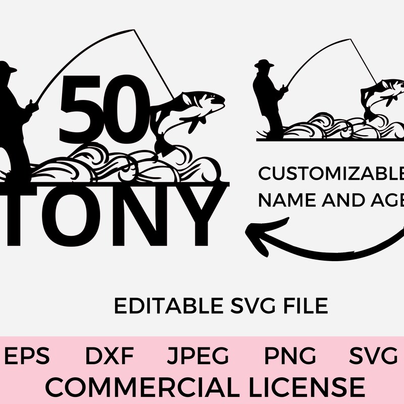 Fishing Cake Topper - Etsy