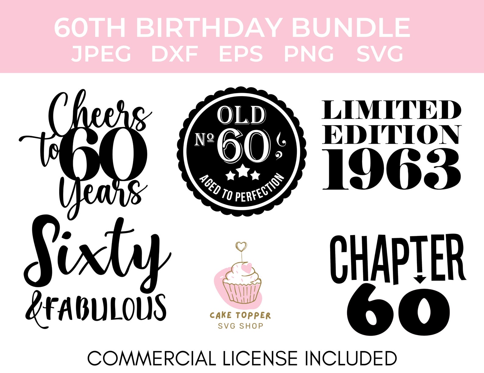60th Birthday SVG Bundle PNG DXF Eps and Jpeg Included - Etsy UK