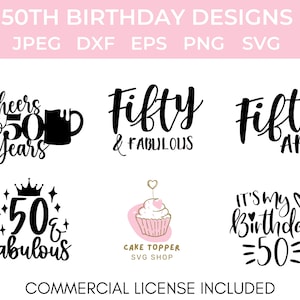 50th Birthday SVG Bundle PNG DXF Eps and Jpeg Included - Etsy UK