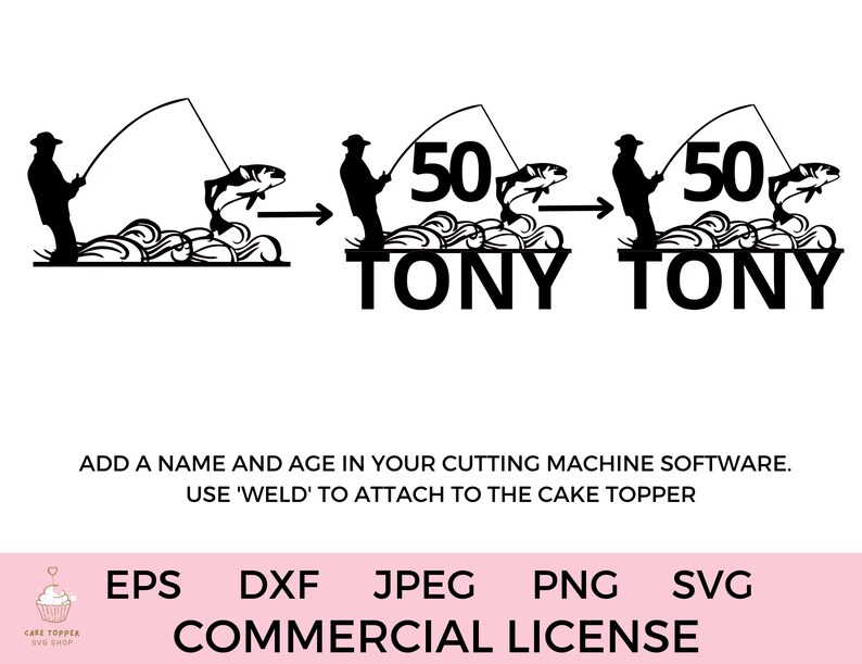 Fishing SVG Men's Birthday Fisherman Cake Topper SVG - Etsy UK