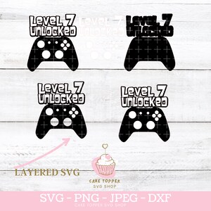 Level 7 Unlocked Instant Download SVG PNG DXF Gaming, Game Controller ...