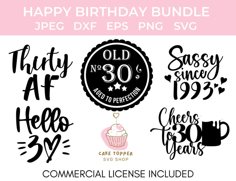 30th Birthday SVG Bundle PNG DXF Eps and Jpeg Included - Etsy UK
