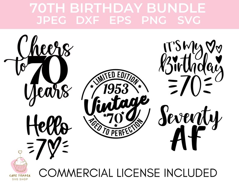70th Birthday SVG Bundle PNG DXF Eps and Jpeg Included - Etsy 70th Birthday SVG Bundle PNG DXF Eps and Jpeg Included - Etsy