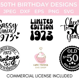 50th Birthday SVG Bundle PNG DXF Eps and Jpeg Included Cricut - Etsy