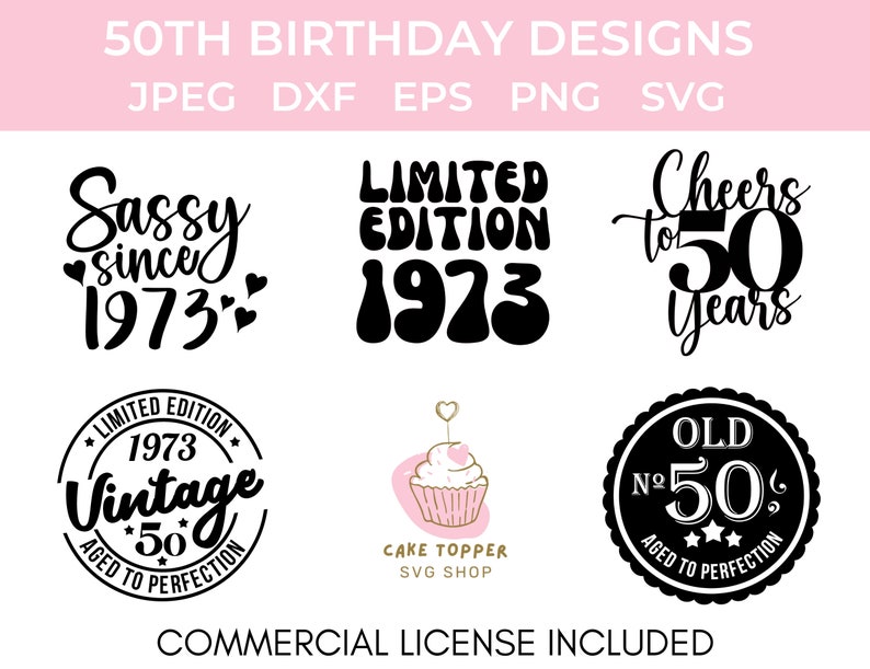 50th Birthday SVG Bundle PNG DXF Eps and Jpeg Included - Etsy