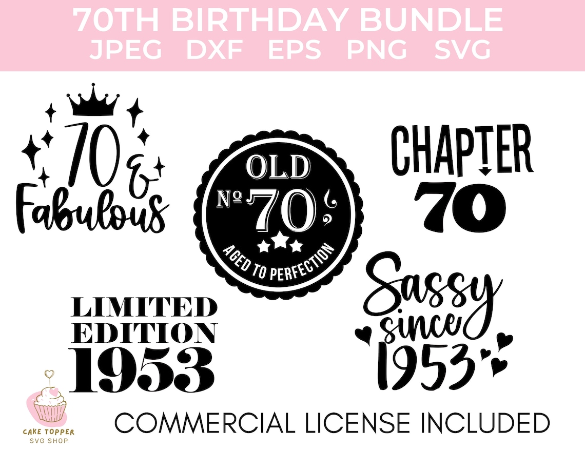70th Birthday SVG Bundle PNG DXF Eps and Jpeg Included - Etsy UK