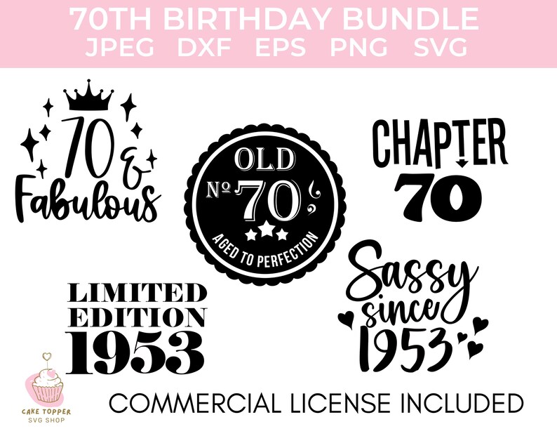 70th Birthday SVG Bundle PNG DXF Eps and Jpeg Included - Etsy 70th Birthday SVG Bundle PNG DXF Eps and Jpeg Included - Etsy