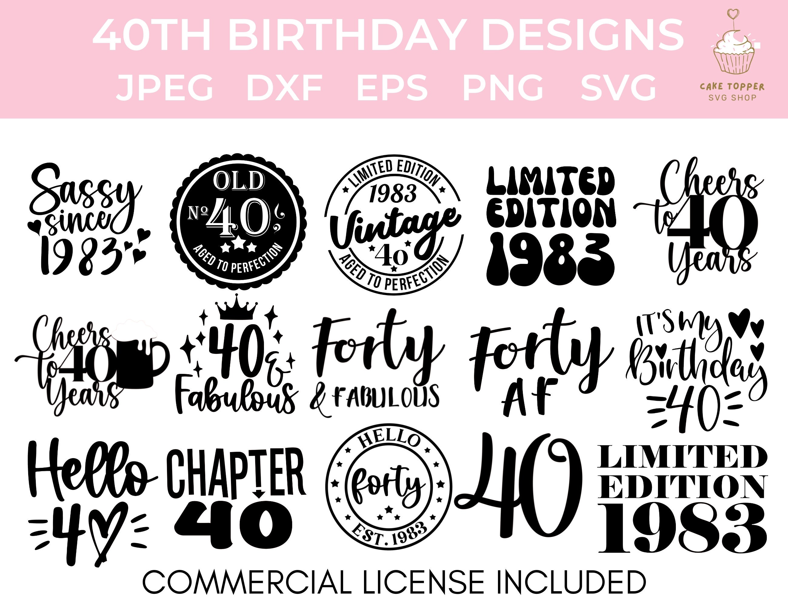 40th Birthday SVG Bundle PNG DXF Eps and Jpeg Included - Etsy UK 40th Birthday SVG Bundle PNG DXF Eps and Jpeg Included - Etsy UK
