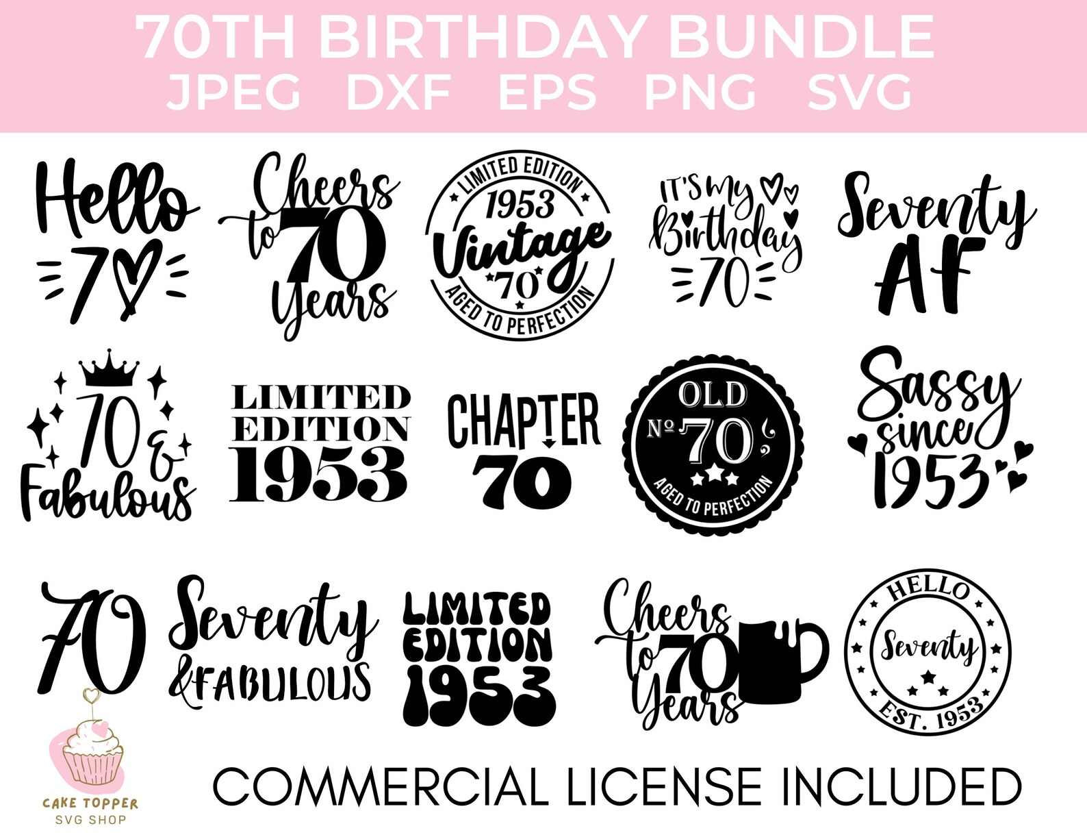 70th Birthday SVG Bundle PNG DXF Eps and Jpeg Included - Etsy UK