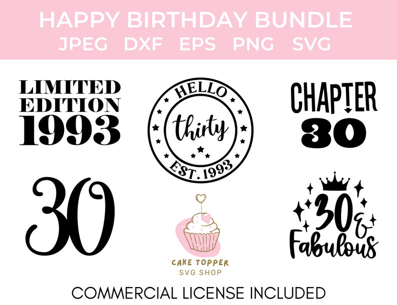 30th Birthday SVG Bundle PNG DXF Eps and Jpeg Included - Etsy UK