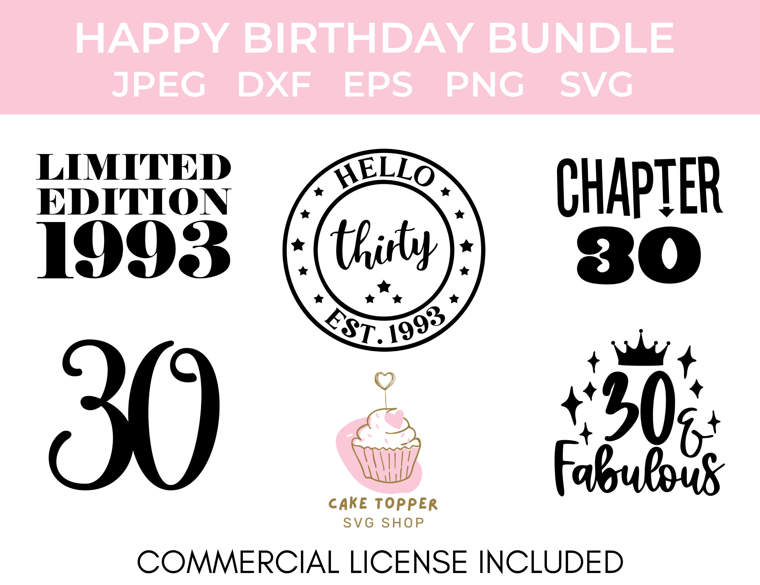 30th Birthday SVG Bundle PNG DXF Eps and Jpeg Included - Etsy UK