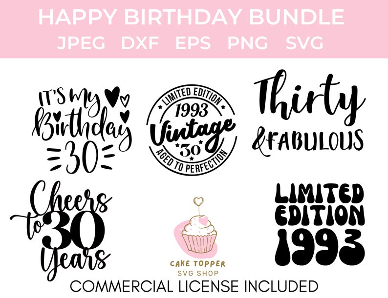 30th Birthday SVG Bundle PNG DXF Eps and Jpeg Included - Etsy UK