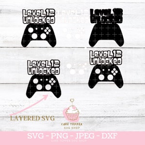 Level 12 Unlocked Instant Download SVG PNG DXF Gaming, Game Controller ...