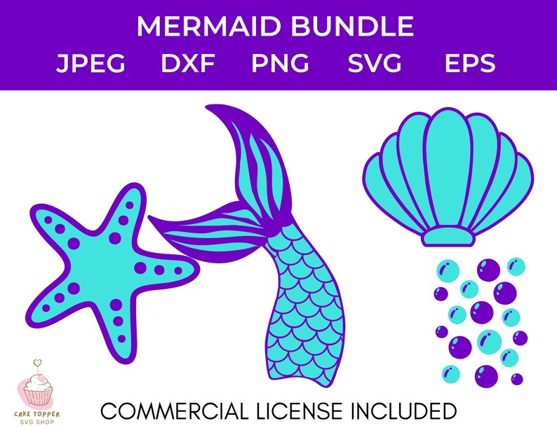 Mermaid SVG Bundle Mermaid Tail Starfish Sea Shell and - Etsy